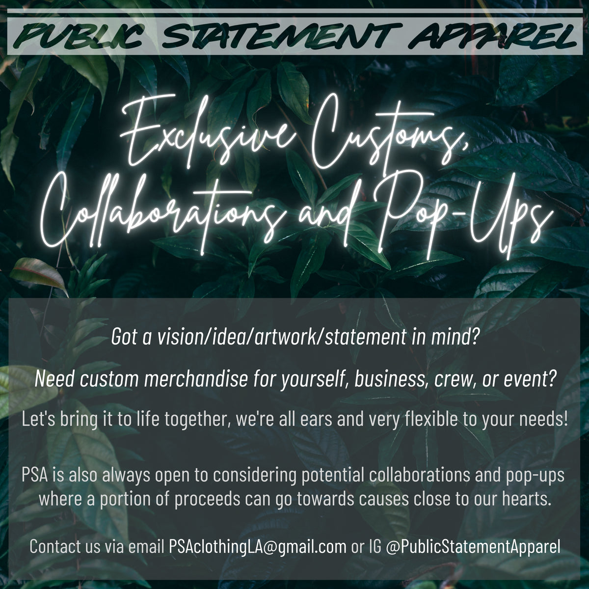 PSA Exclusive Customs, Collaborations and Pop-Ups – Public Statement ...